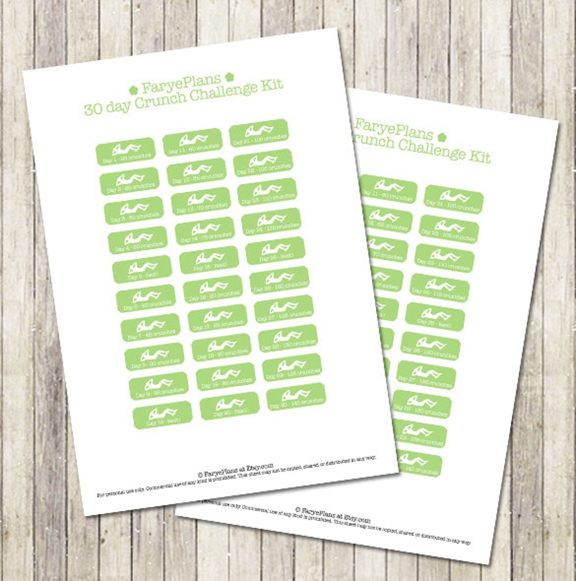 Fitness 30 Day Crunch Challenge Printable Planner Stickers for | Etsy