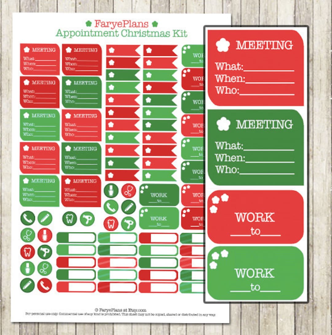 Christmas Appointment Printable Planner Stickers for Erin Condren ...