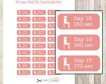 Fitness 30 Day Squat Challenge Printable Planner Stickers for | Etsy