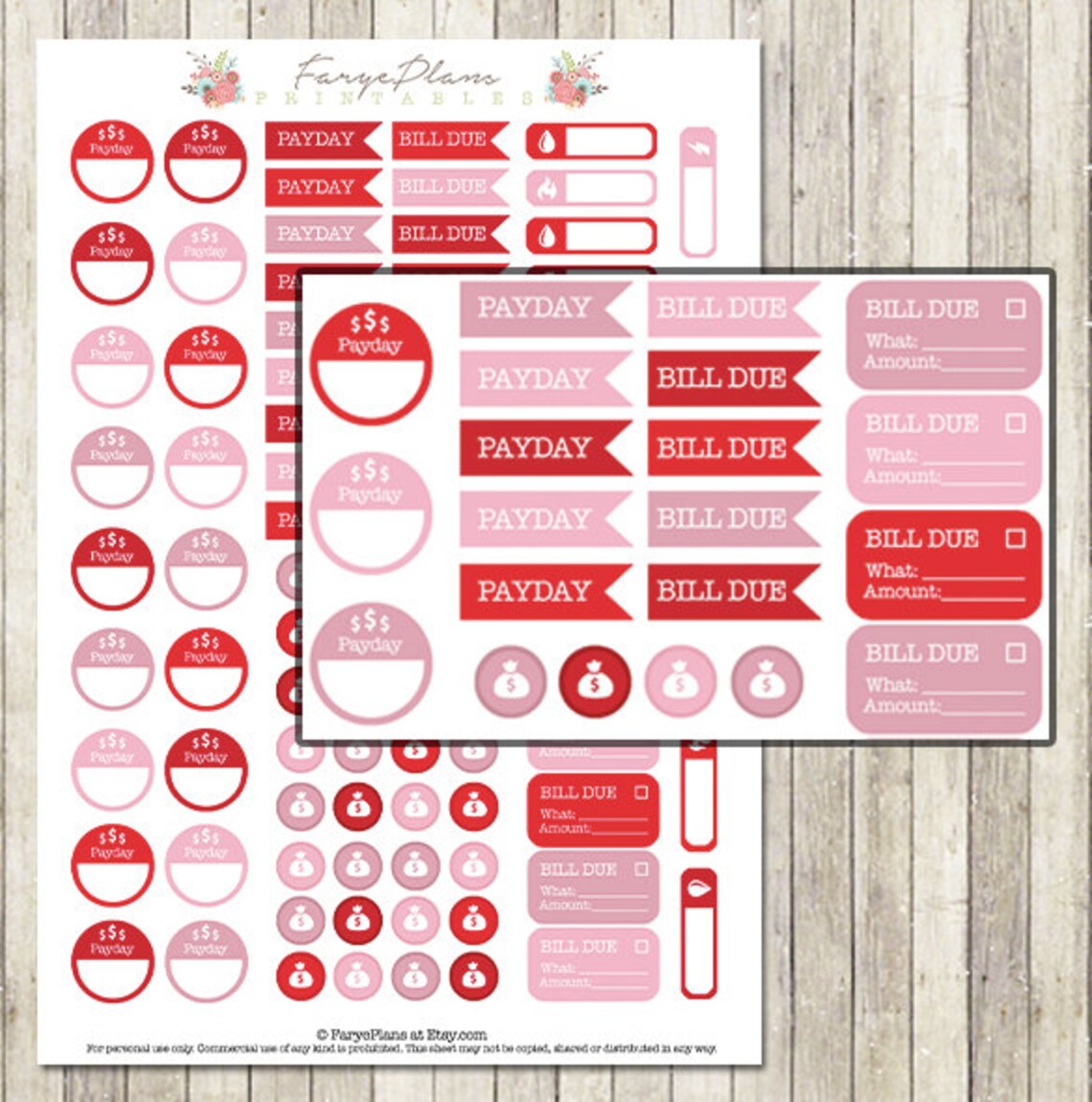 February Payday / Bill Printable Planner Stickers for Erin Condren ...