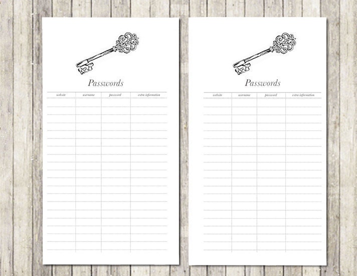 Printable Planner Inserts Personal Passwords for Kate Spade - Etsy
