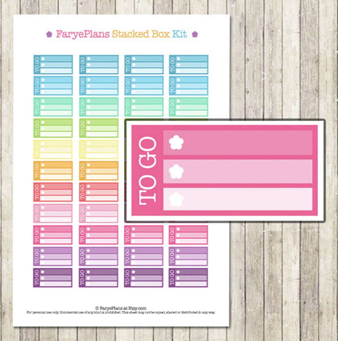 Small to Go Ombre Checklist Printable Stickers for Erin Condren ...