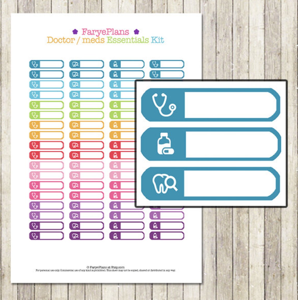 Doctor / Meds Icon Labels Printable Planner Stickers for Erin - Etsy