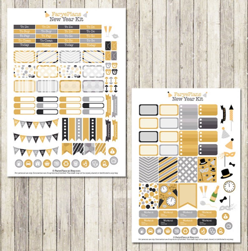 Happy New Years Monthly Stickers Kit Printable PDF for Erin - Etsy