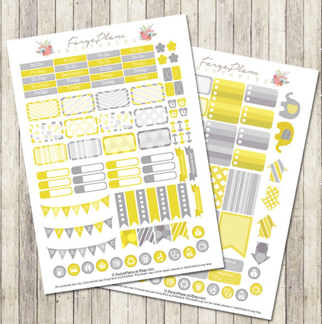 Hufflepuff Printable Planner Stickers for Erin Condren Lifeplanner ...