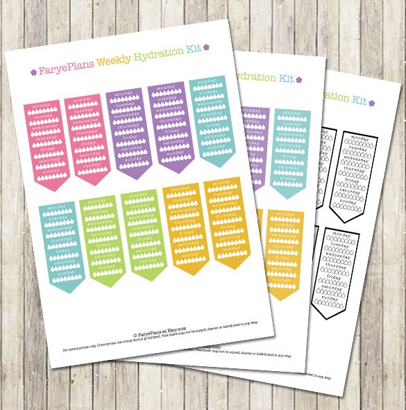 Weekly Hydration Water Intake Printable Planner Stickers for - Etsy