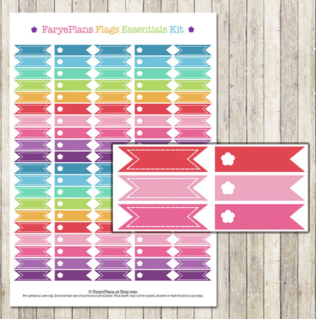 Banners / Flags Printable Planner Stickers for Erin Condren Lifeplanner ...