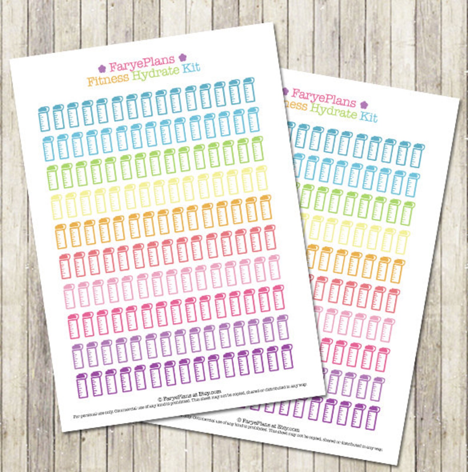 Fitness Hydrate Water Intake Printable Planner Stickers for | Etsy
