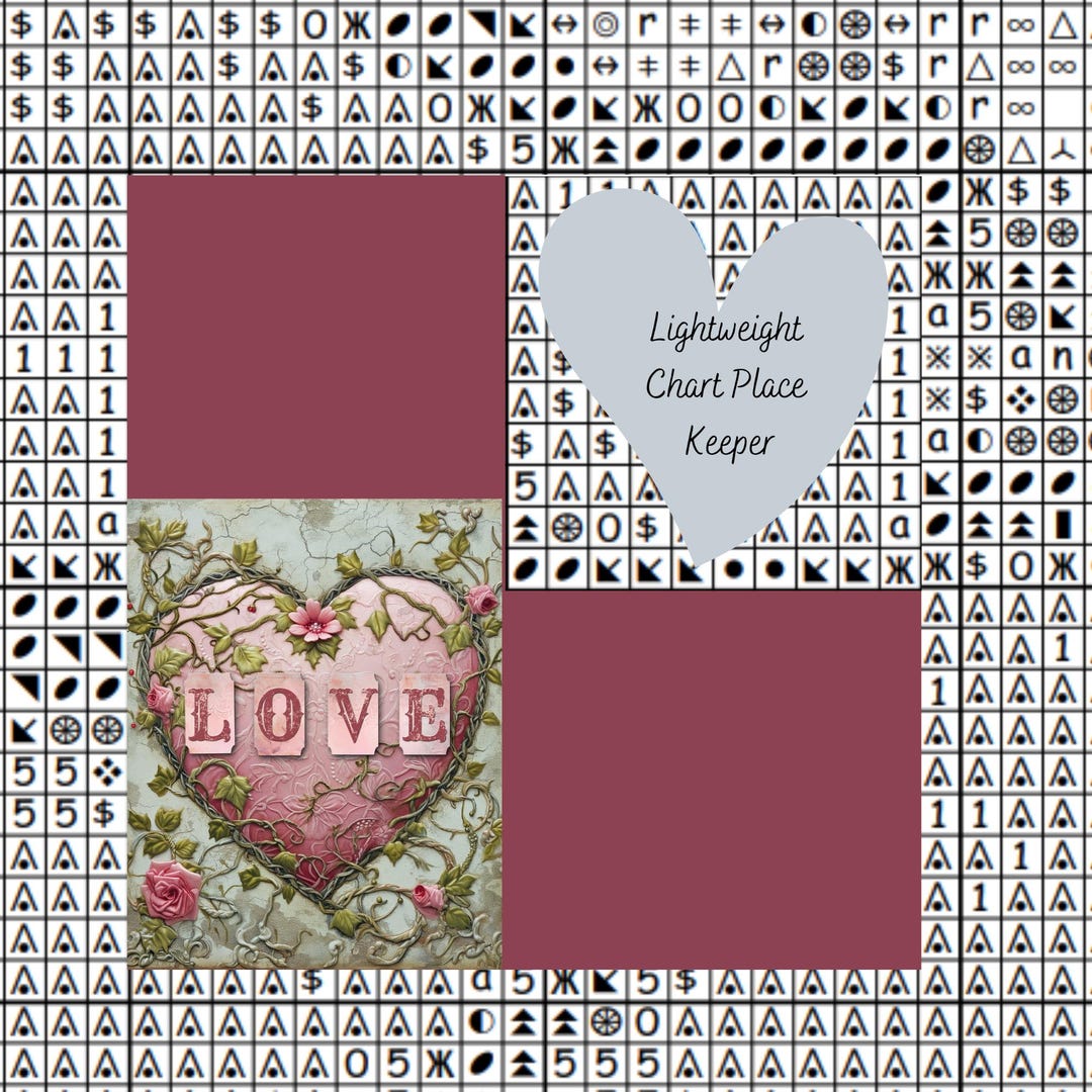 Valentine Love Chart Place Keeper/ Pattern Helper/ Chart Marker ...