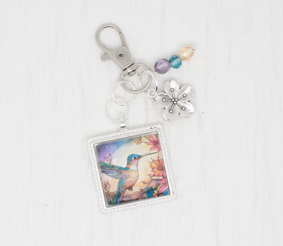 Hummingbird Zipper Pull/ Mini Scissor Fob/ Key Ring Charm - Etsy