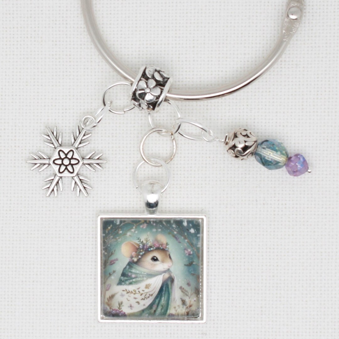 Winter Animals - Mouse Floss Ring / Thread Drop/ Thread Keeper for Cross Stitch or Embroidery ...