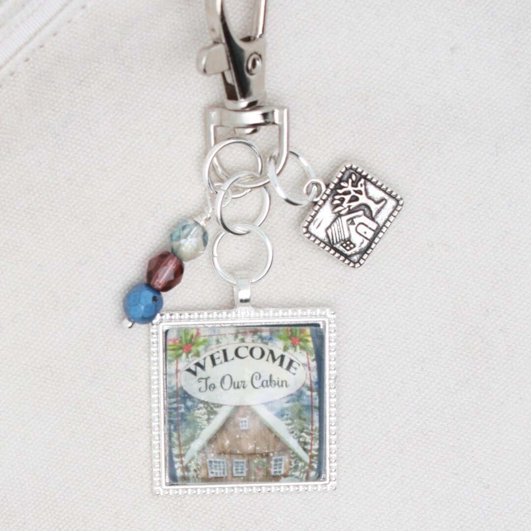 Welcome to Our Cabin Zipper Pull/ Mini Scissor Fob/ Key Ring Charm - Etsy