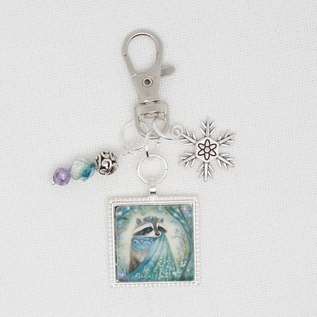 Winter Animals - Raccoon Zipper Pull/ Mini Scissor Fob/ Key Ring Charm ...