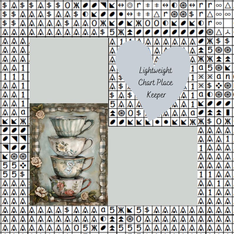 Teacups Chart Place Keeper/ Pattern Helper/ Chart Marker/ Pattern ...