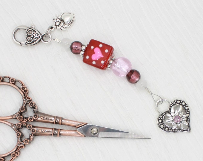 Scissor Fob , Hearts Scissor Decoration for Cross Stitch or Embroidery ...