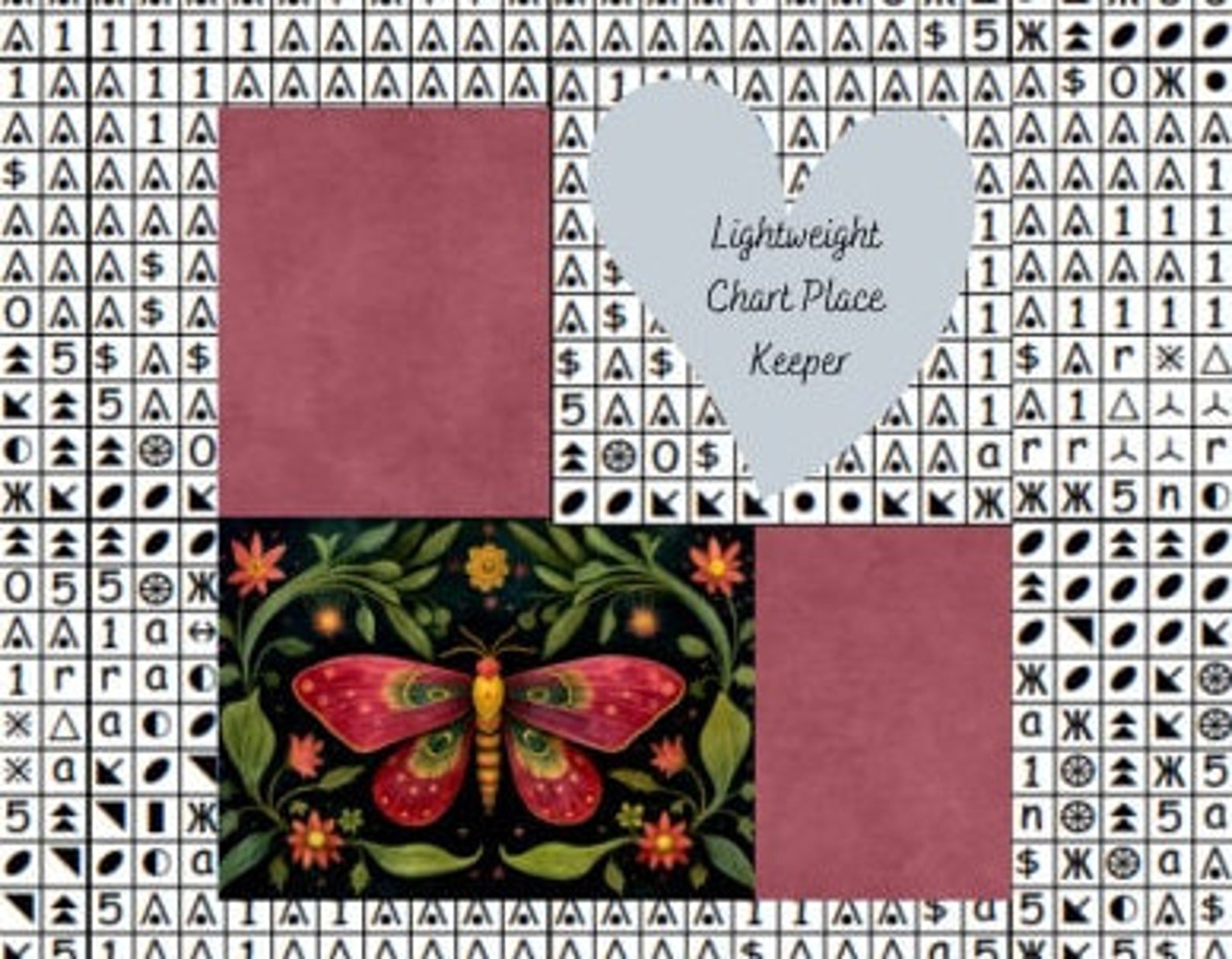 Red Butterfly Chart Place Keeper/ Pattern Helper/ Chart Marker/ Pattern ...