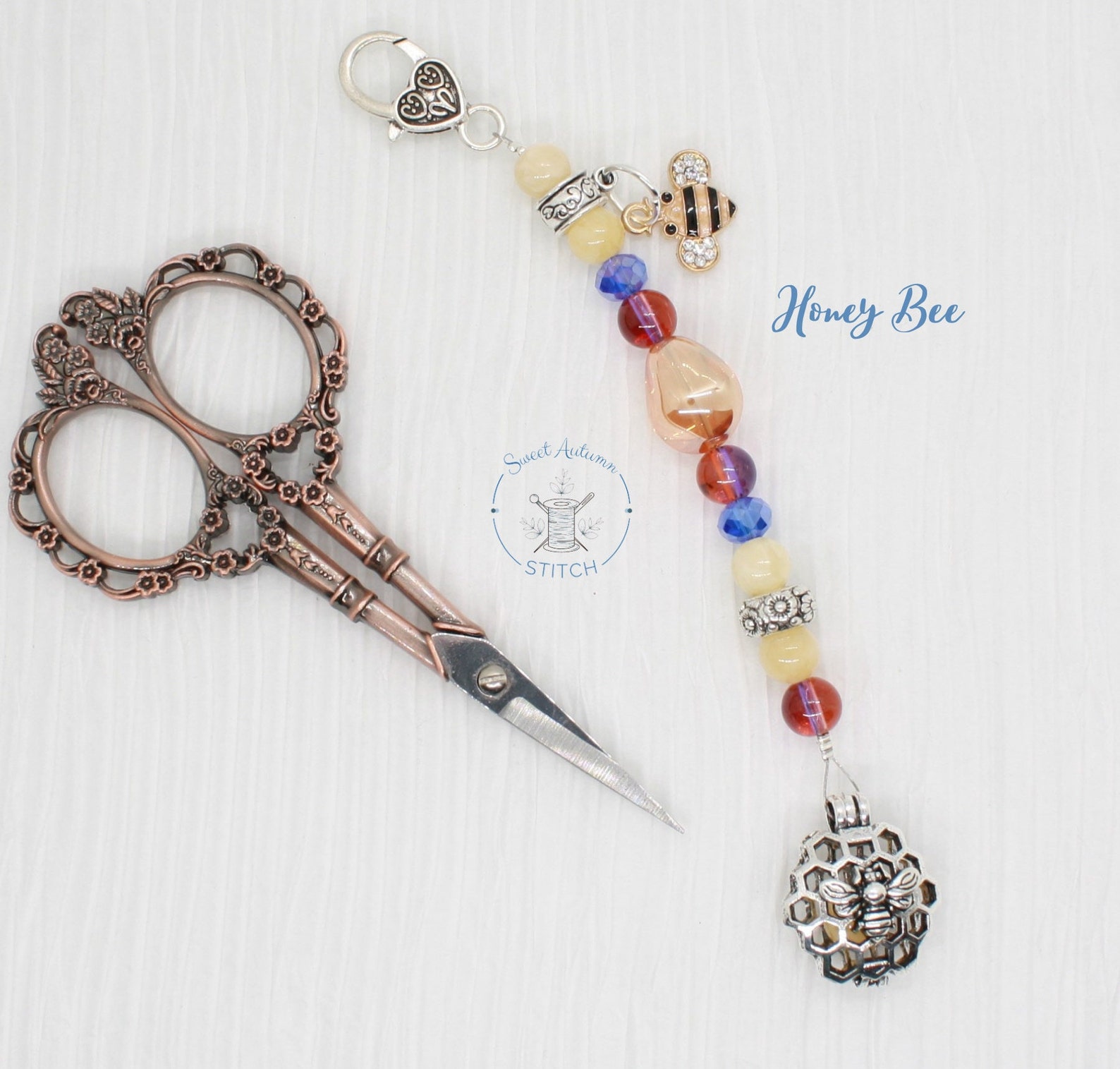 Honey Bee Scissor Fob/scissor Decoration for Cross Stitch or - Etsy
