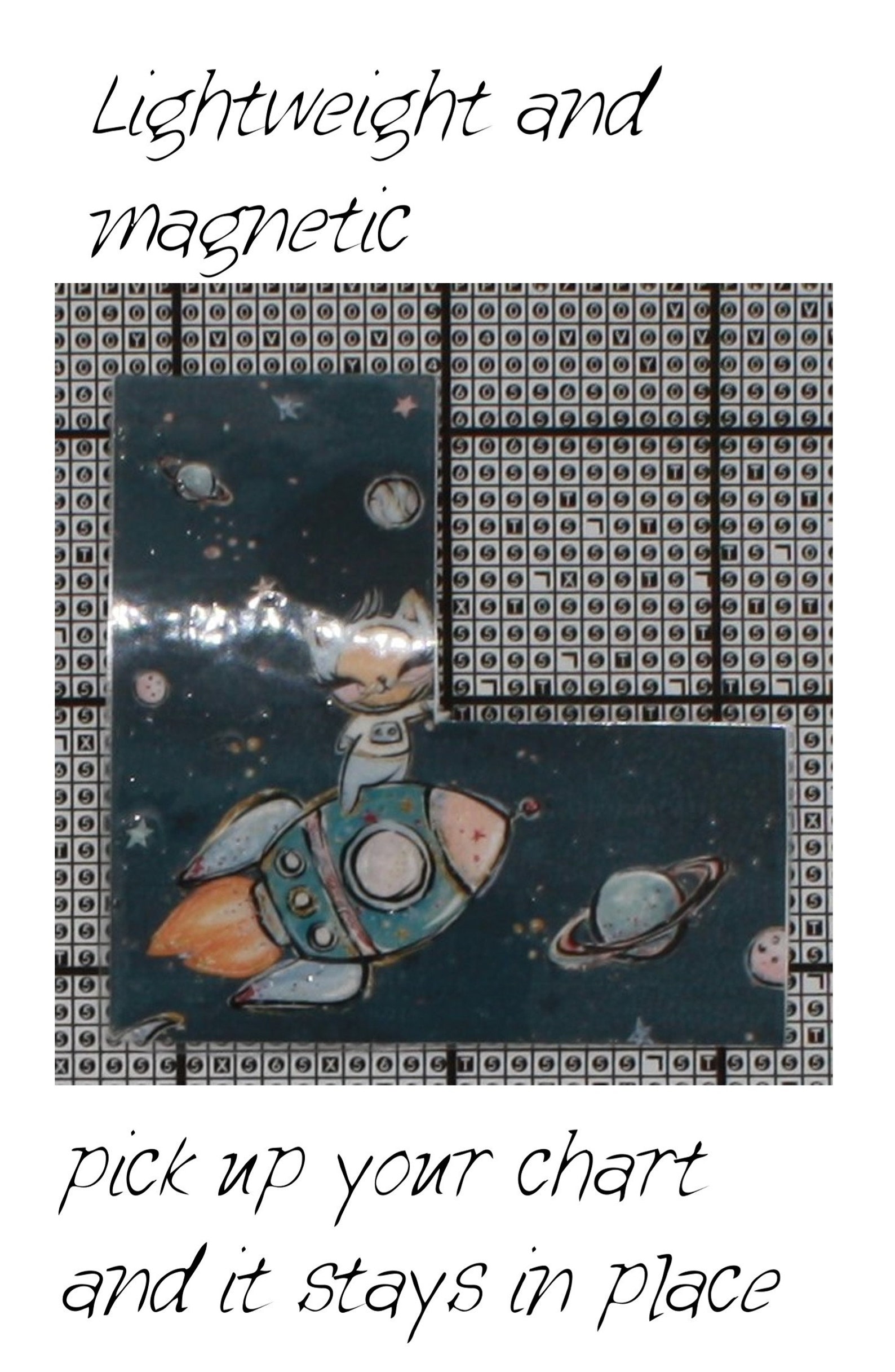 Space cat chart place keeper/ pattern helper/ chart marker/ | Etsy