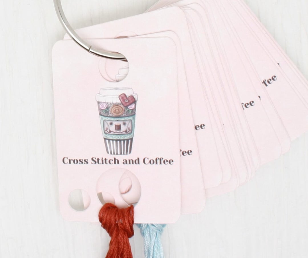 Coffee and Cross Stitch Thread Drops/ Thread Cards/ Flss Holders for ...