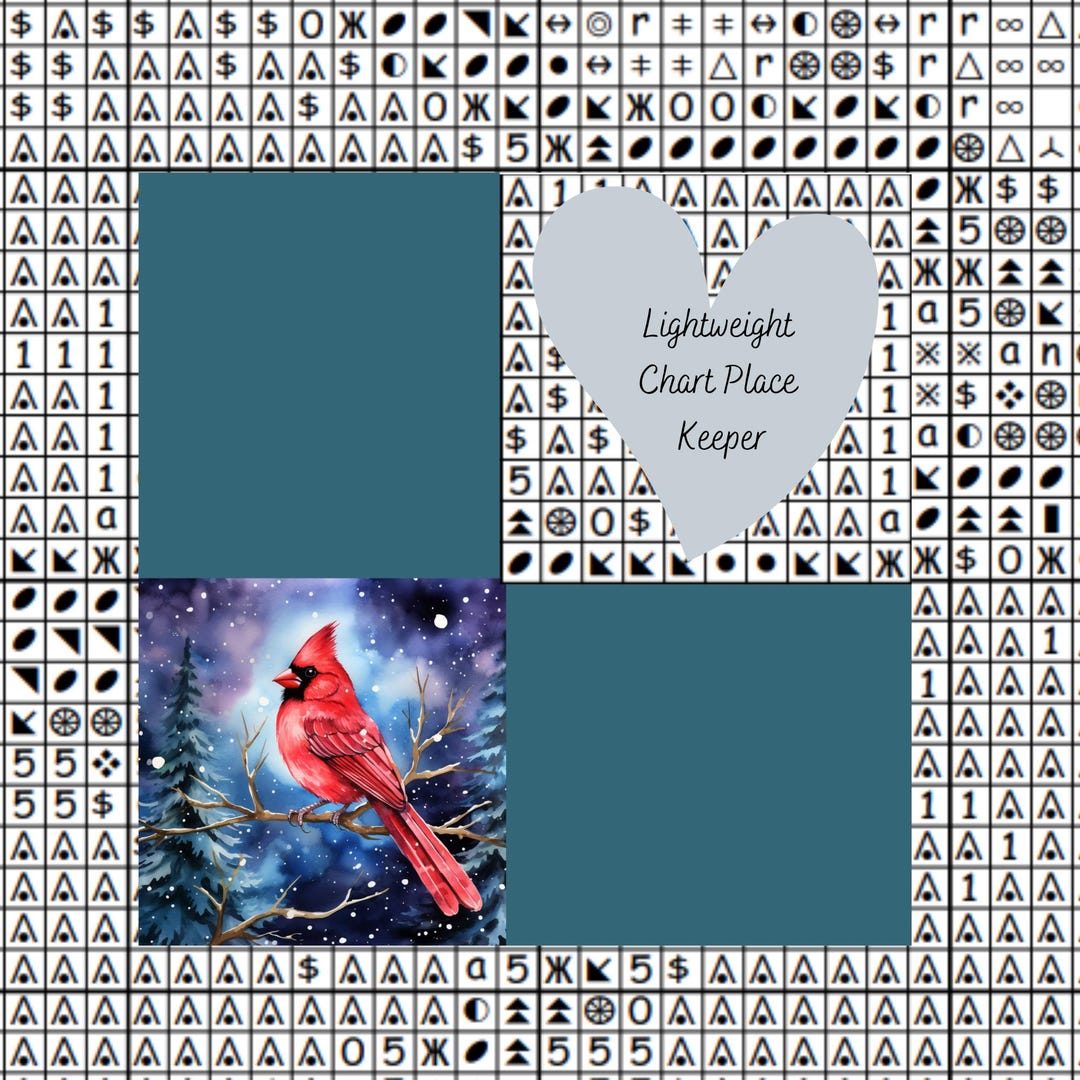 Winter Cardinal Chart Place Keeper/ Pattern Helper/ Chart Marker ...
