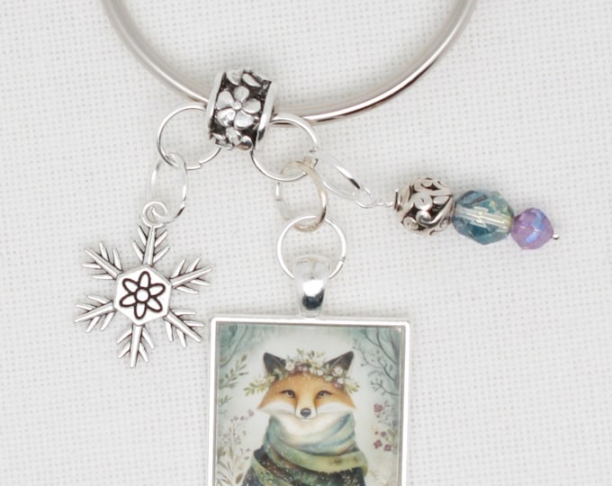Winter Animals - Fox Floss Ring / Thread Drop/ Thread Keeper for Cross Stitch or Embroidery ...