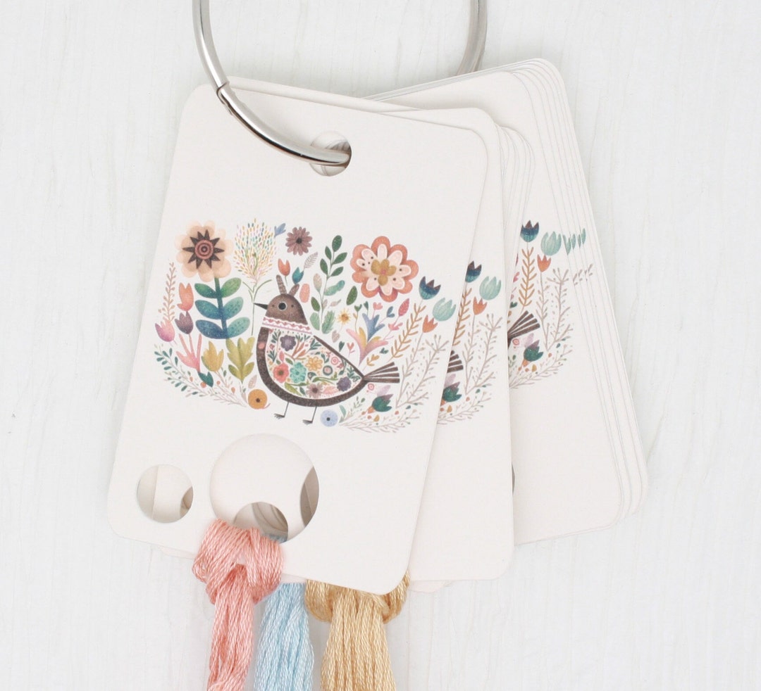 Bird Thread Drops/ Thread Cards/ Flss Holders for Embroidery Floss (set ...