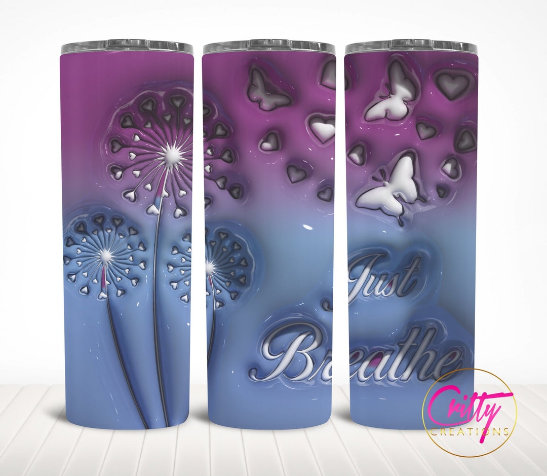 Just Breathe Dandelion Butterfly PNG, 3D Puff Design (digital Download ...