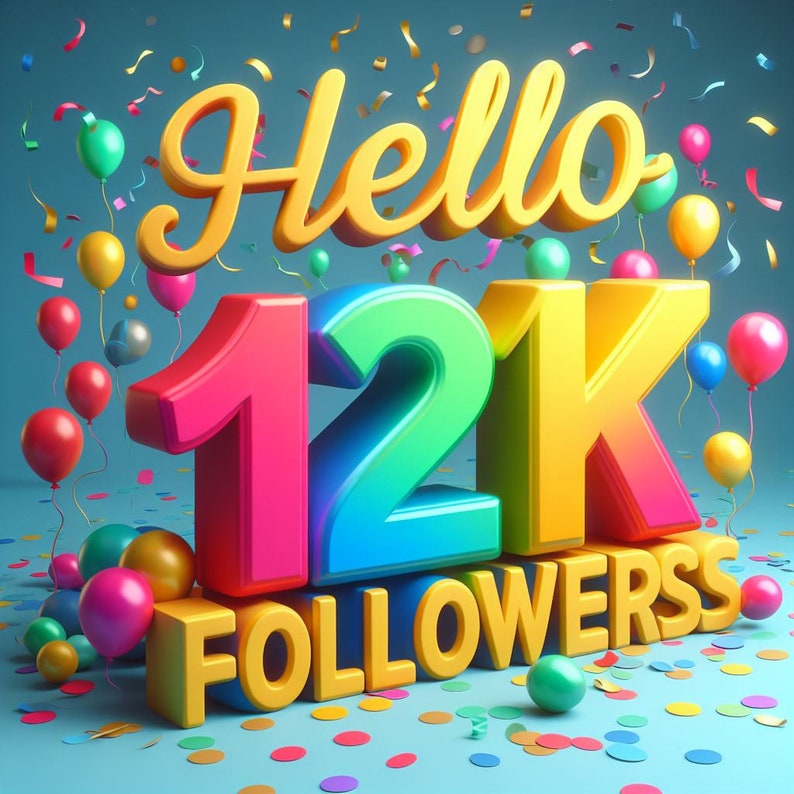 Celebratory 12K Followers Graphic Template for Content Creators - Etsy