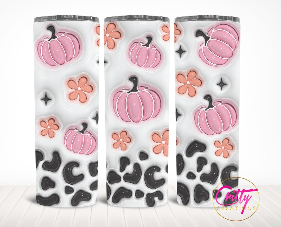 3D Inflated Puff Pumpkins Leopard Flower Fall Autumn Halloween ...