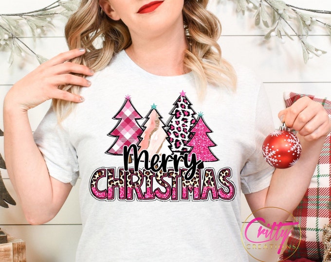 Pink Christmas Tree Screen Print Transfer - Etsy
