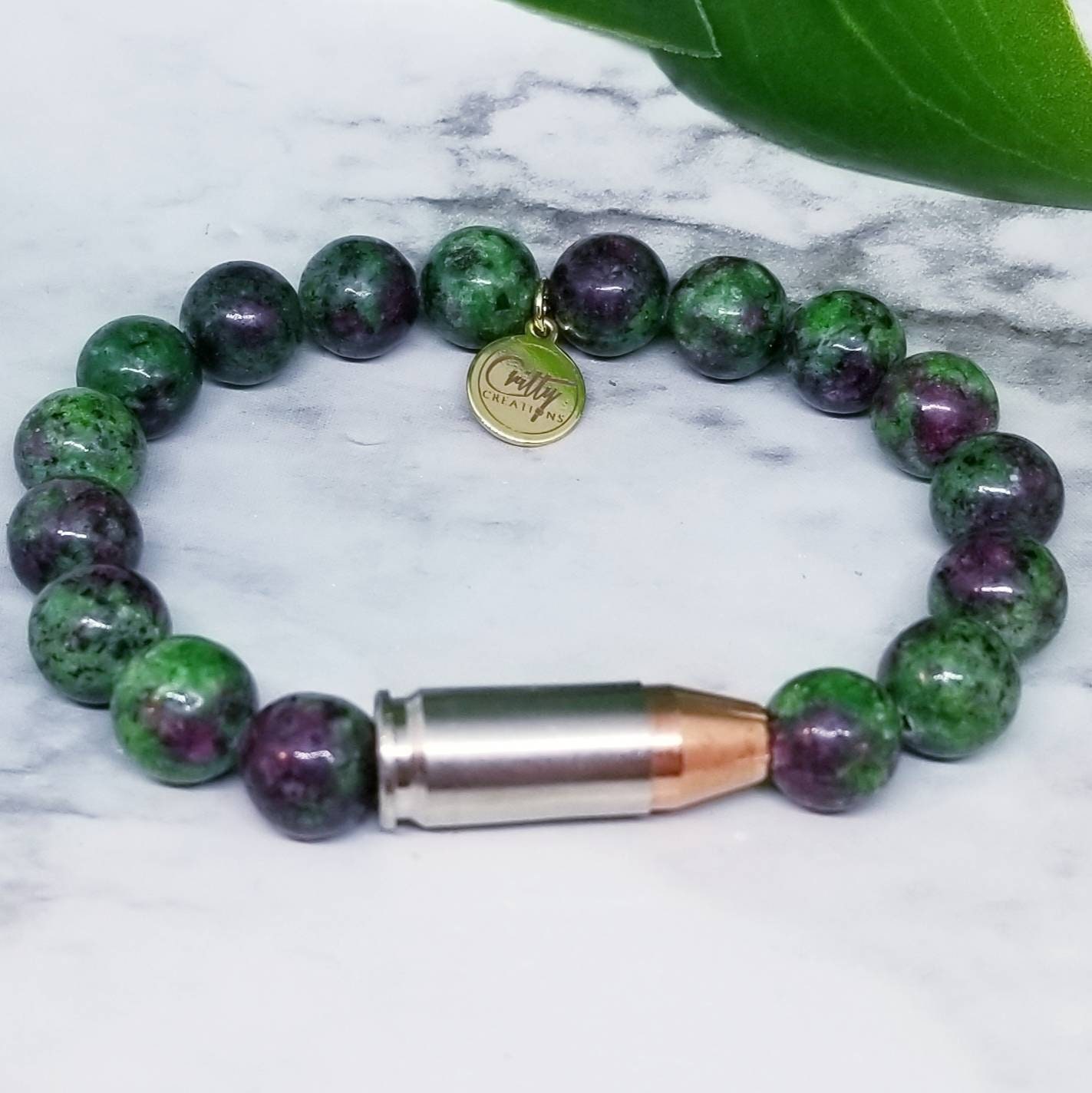 Zoisite Ruby 9mm Bullet Bracelet