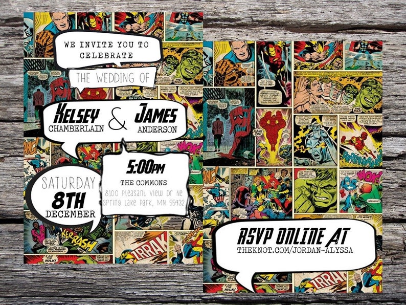 Wedding Invitation Comic Book Wedding Invitemarvel Comics - Etsy