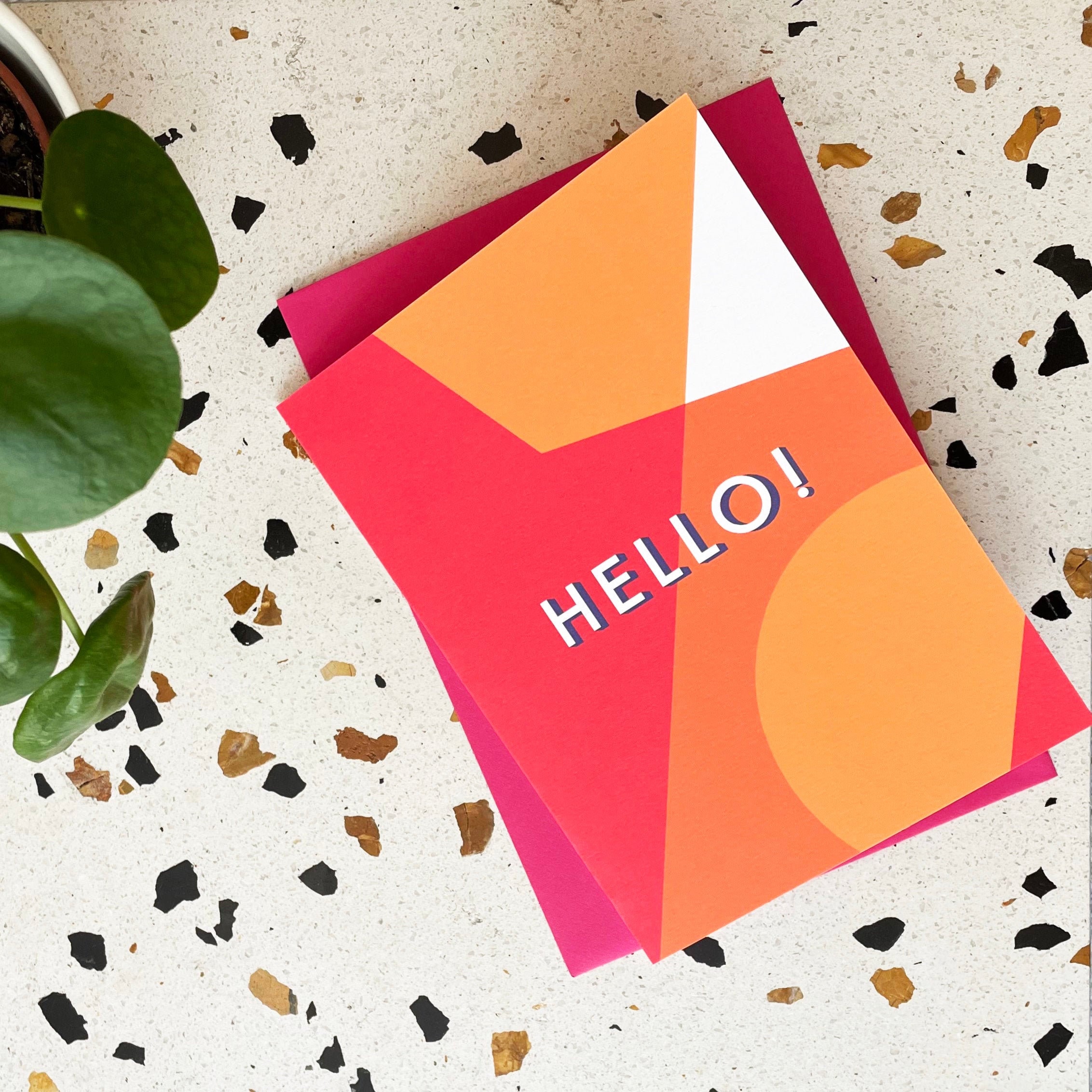 Hello Greetings Card Tarjeta geométrica de colores - Etsy España