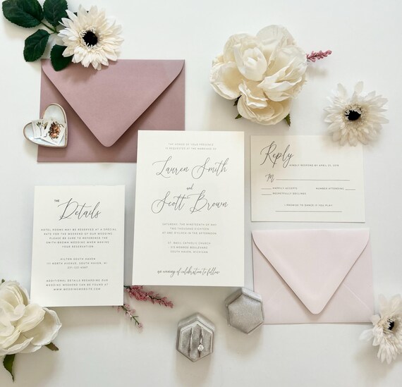 Pink Silver Wedding Invitation Envelope