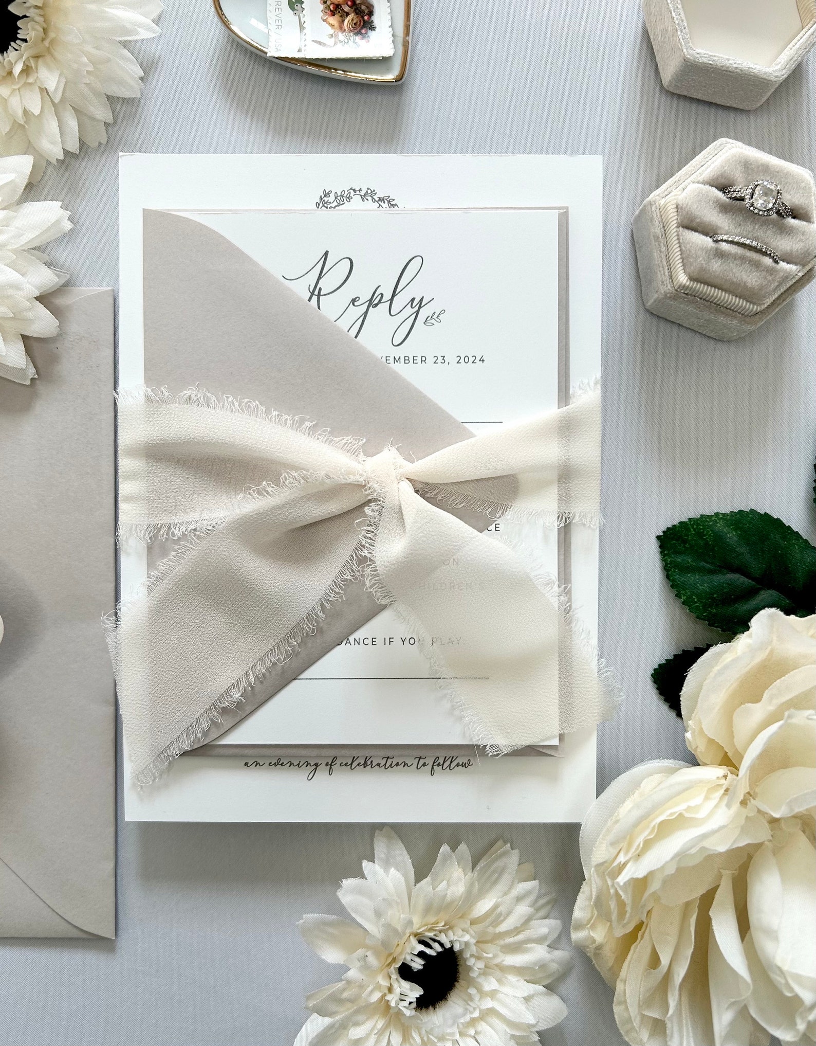 Monogram Neutral Wedding Invitation Suite, Printed Wedding Invite ...