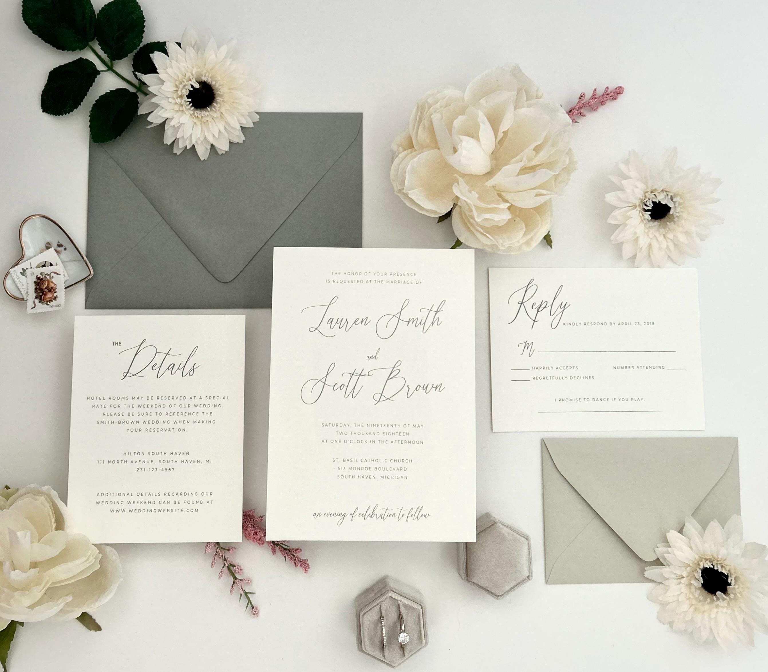 Light Pink Wedding Invitation, Blush Wedding Invitation Suite, Simple ...