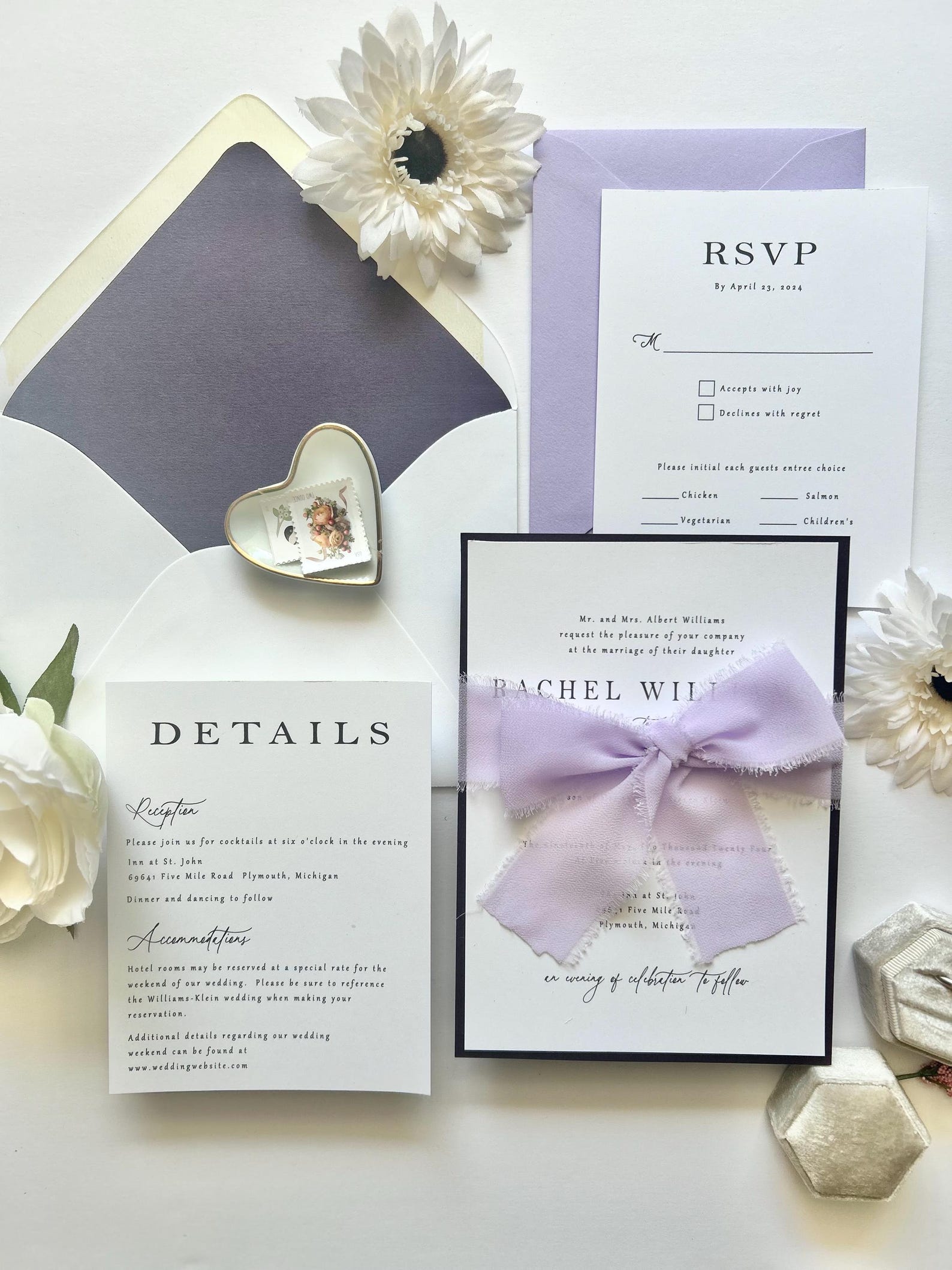 Lavender Purple Wedding Invitations, Dark Purple Wedding Invitation ...