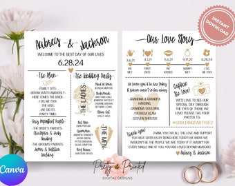 Infographic Wedding Program, Ceremony Program Template, Editable ...