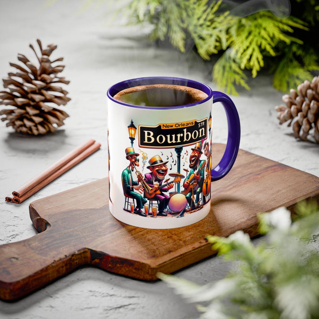 New Orleans Jazz Mug: Vibrant Bourbon Street Coffee Cup - Etsy