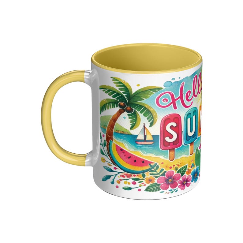 Watercolor Popsicle Paradise Mug: Summer Beach Scene Ceramic Mug - Etsy
