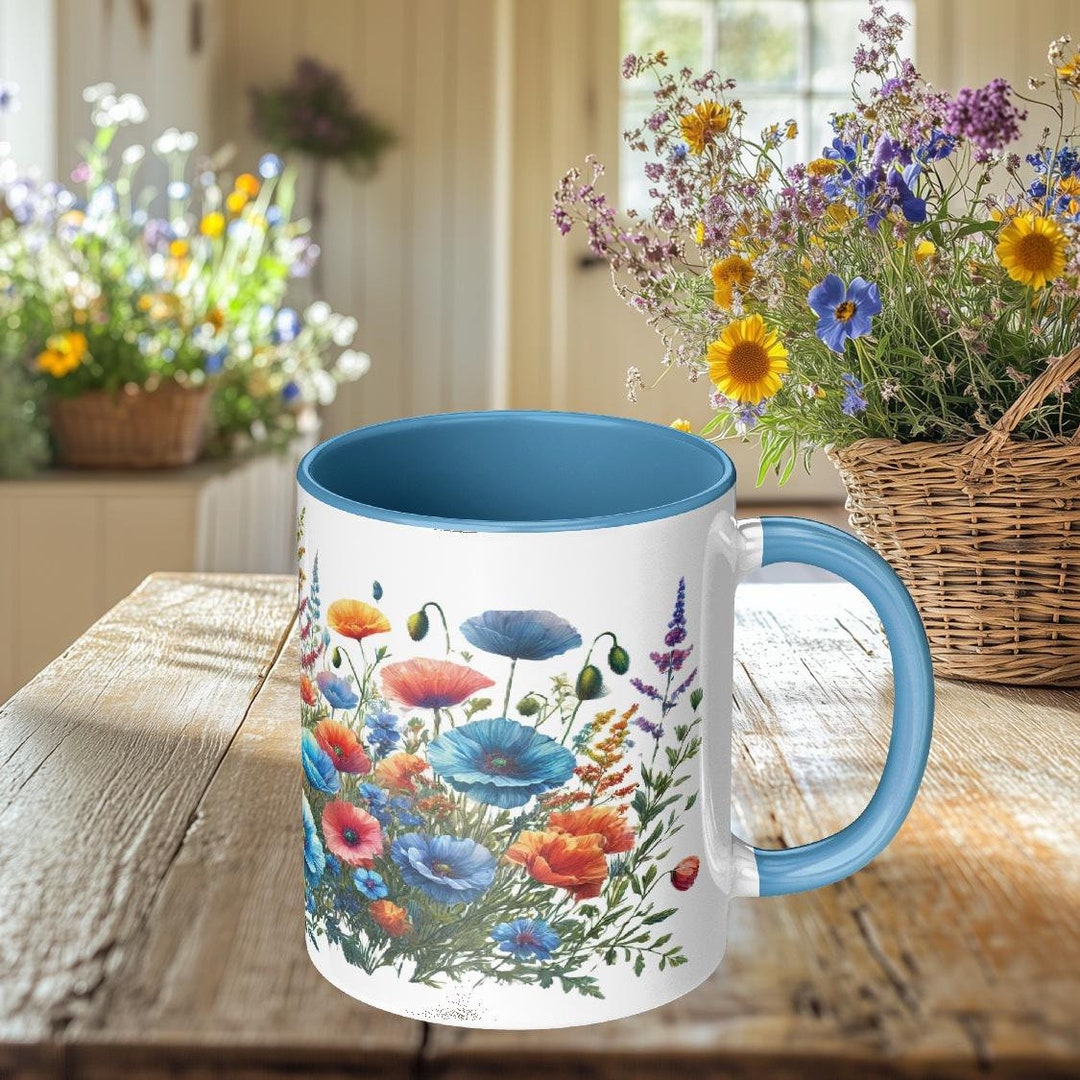 Wildflower Harmony Mug - Botanical Print, Nature-inspired Coffee Mug ...