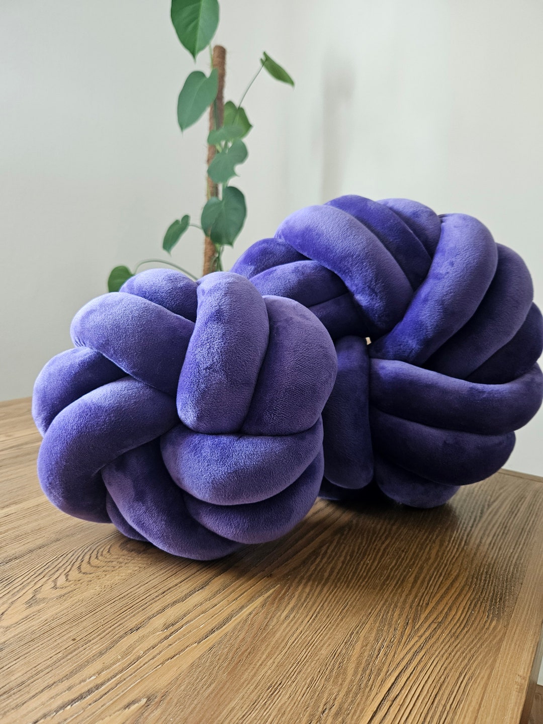 Set of Two Knot Pillows, Purple Knot Pillow, Knot Cushion, Two Knot ...