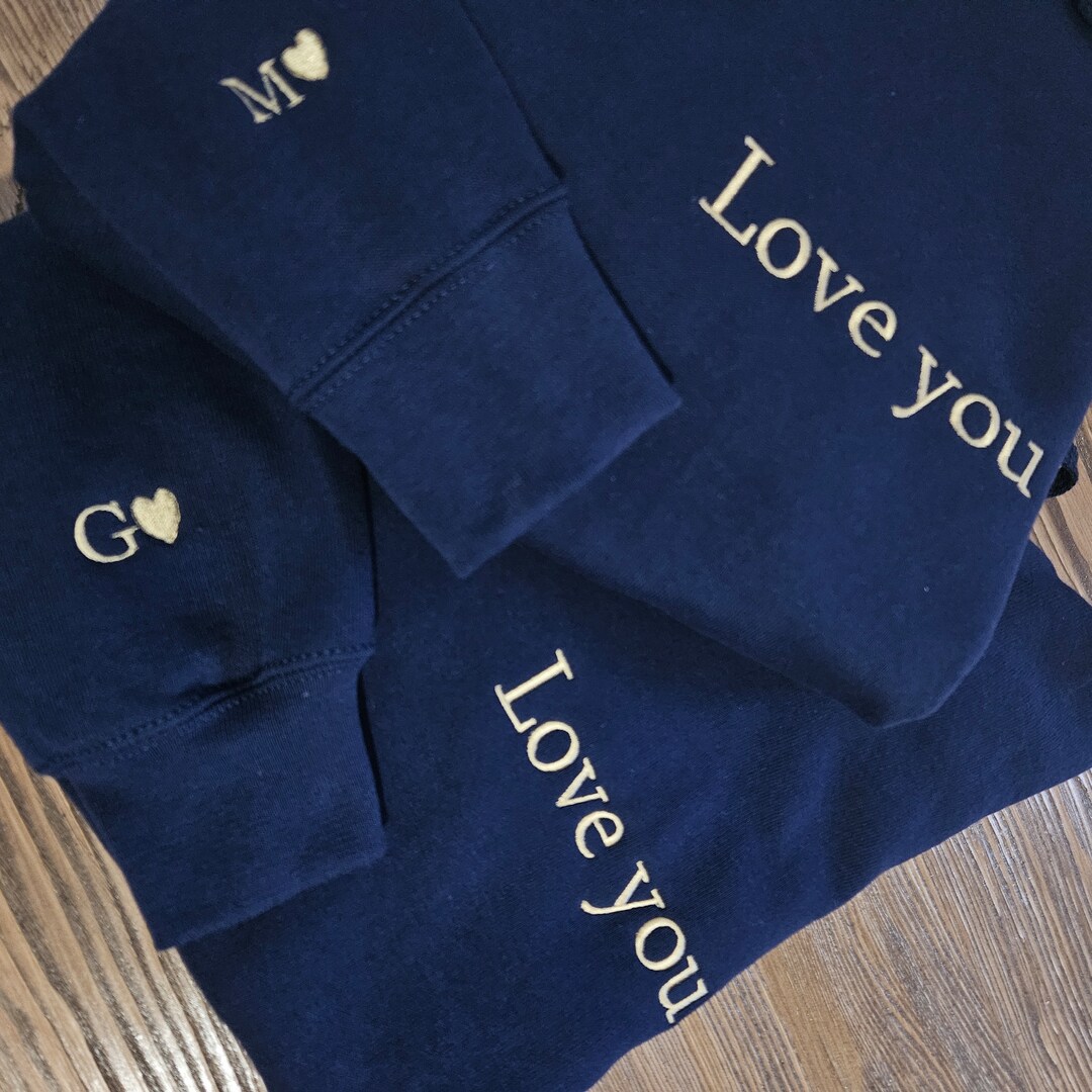 Custom Embroidered Hoodie, Custom Initial Hoodie, Love You Hoodie, GF ...