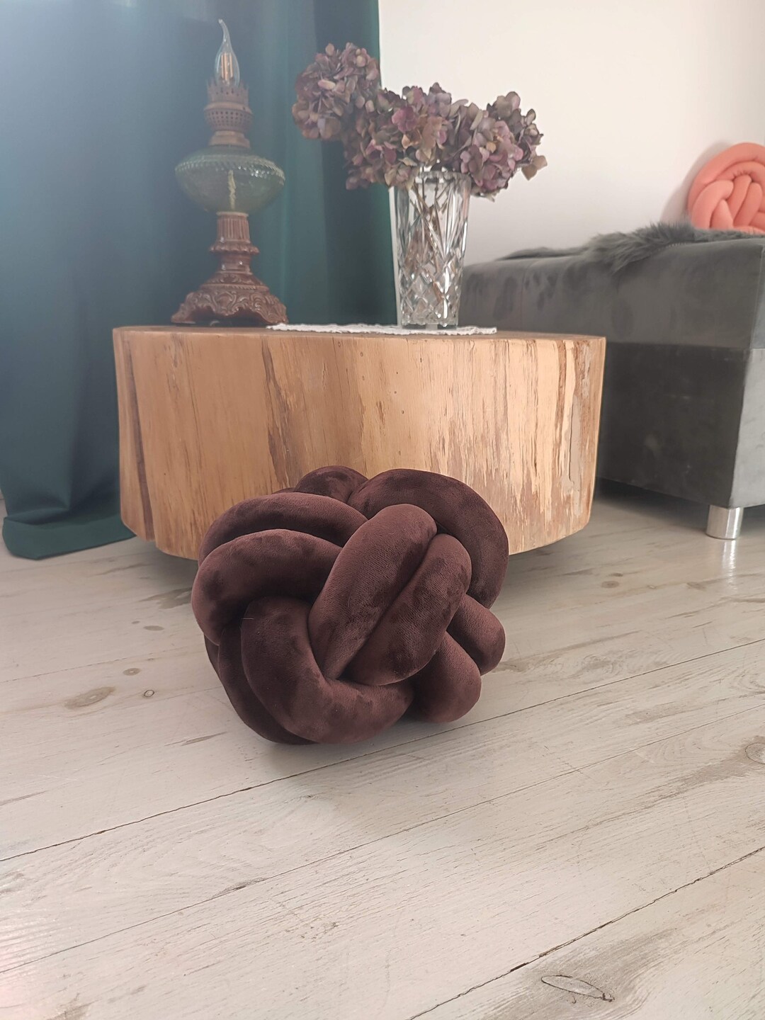 Knot Pillow, Brown Knot Pillow, Modern Knot Pillows, Dark Brown Knot ...