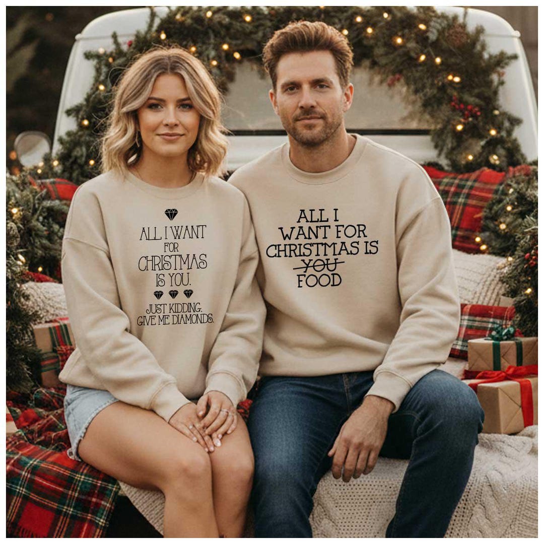 Matching Couple Christmas Sweatshirt, Holiday Couples Hoodie, Funny ...