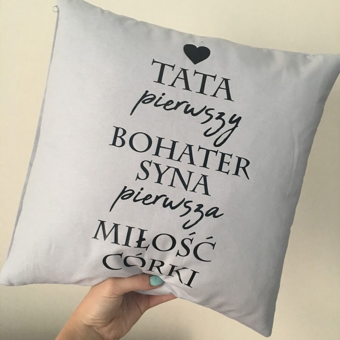 Polish Tata Pillow: Handmade Cotton Grandfather Gift - Etsy