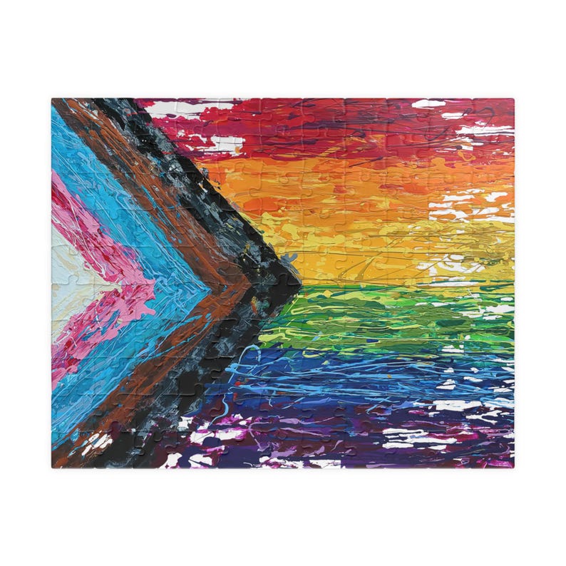 Pride Progress Flag Original Artwork Printed on a Puzzle (110, 252, 520 ...