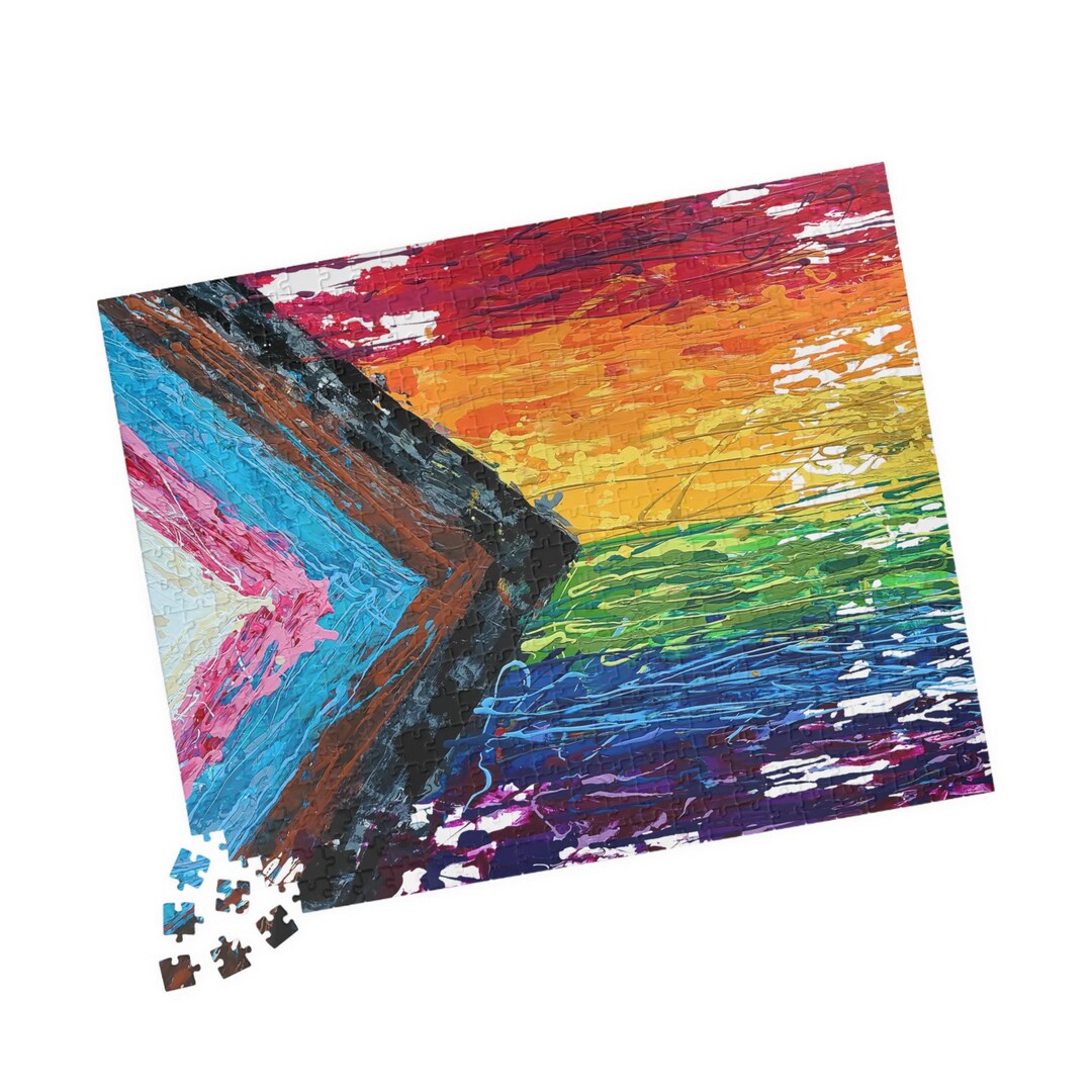 Pride Progress Flag Original Artwork Printed on a Puzzle (110, 252, 520 ...