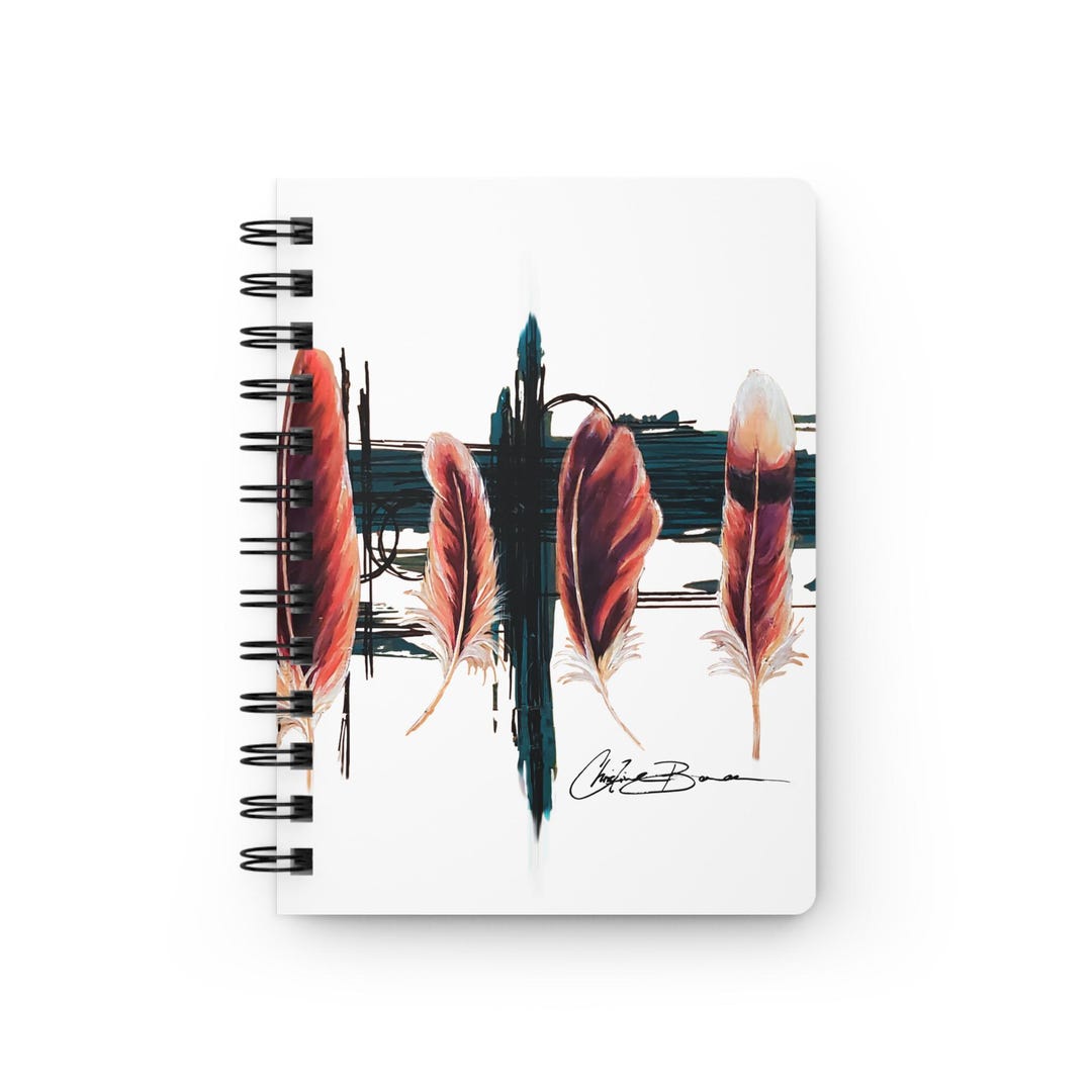 Feather Art Journal - Original Feather Print Notebook - Boho Nature ...