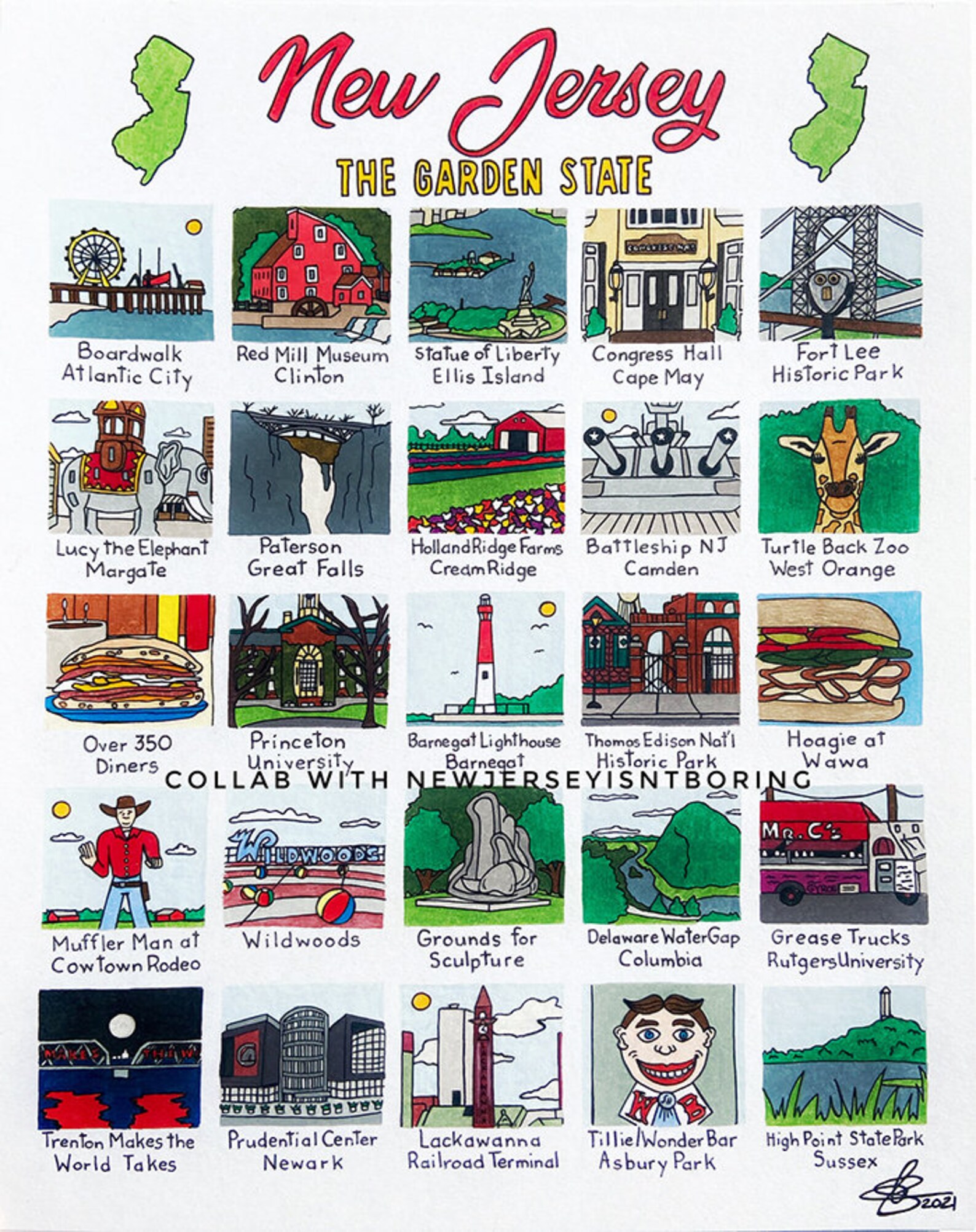 New Jersey Art Print - Etsy